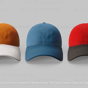 Customizable Three Cap Logo Mockup Template - Editable Baseball Hat ...