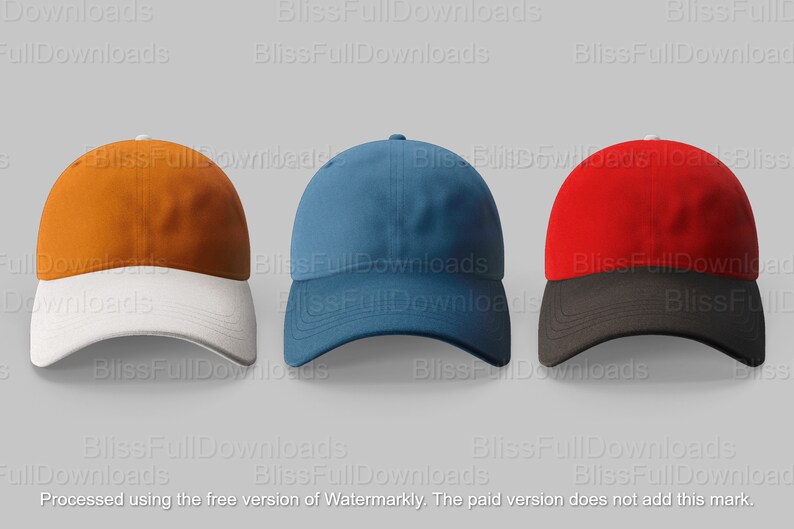 Customizable Three Cap Logo Mockup Template - Editable Baseball Hat ...
