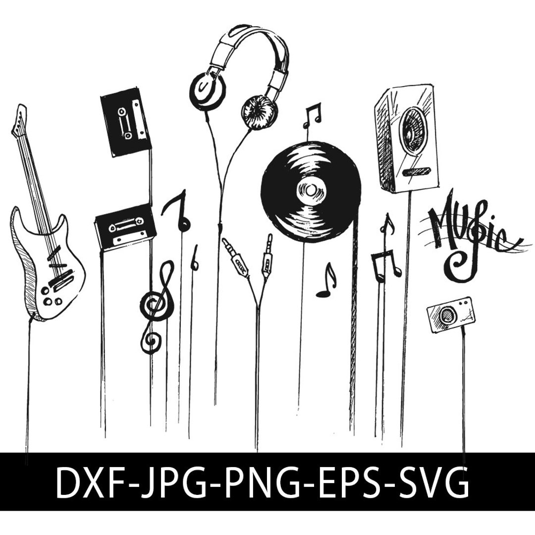 Music Symbol Svg, Instant Downloads in Black & White SVG, PNG, EPS, Dxf ...