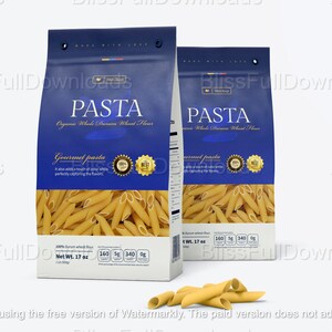 Stand up Pasta Packet Mock Up, Paper Pasta Pouch Mockup, Editable Pasta ...