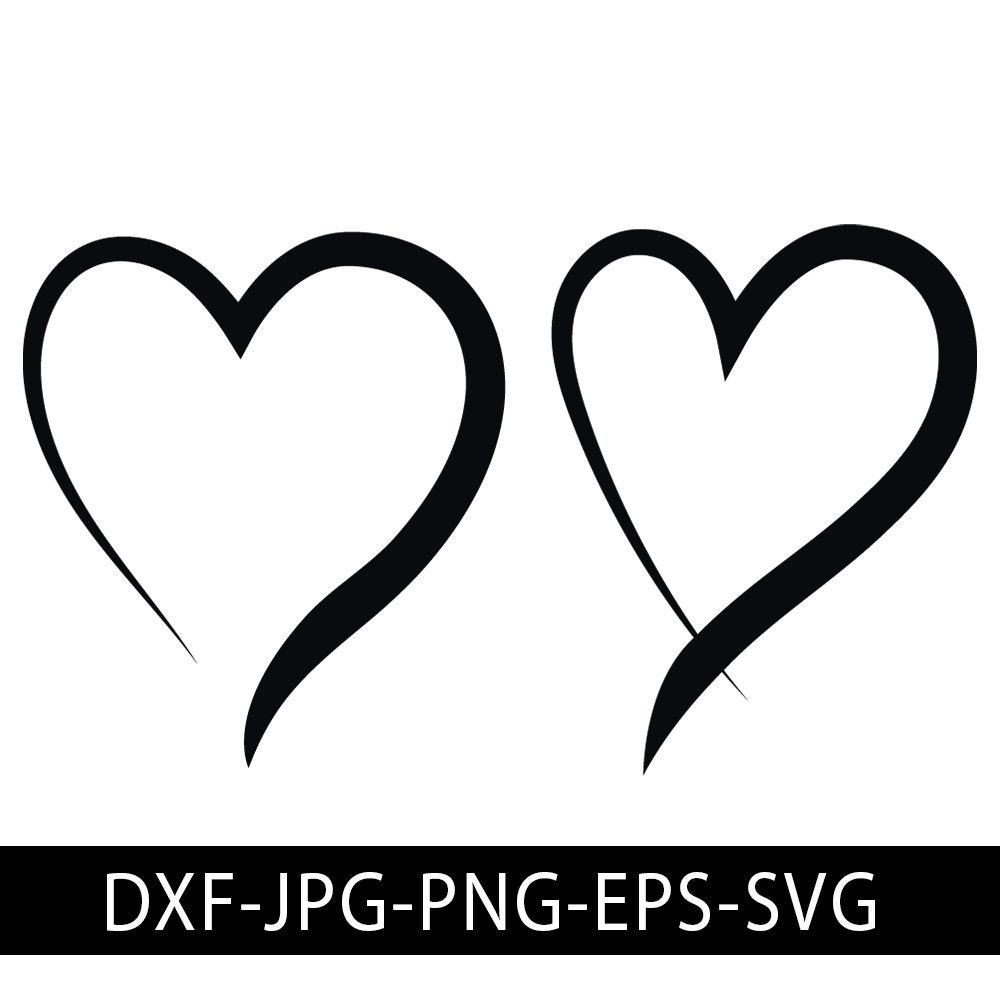 Love Heart SVG, Instant Downloads Double Hand Sketch Love Heart Digital ...
