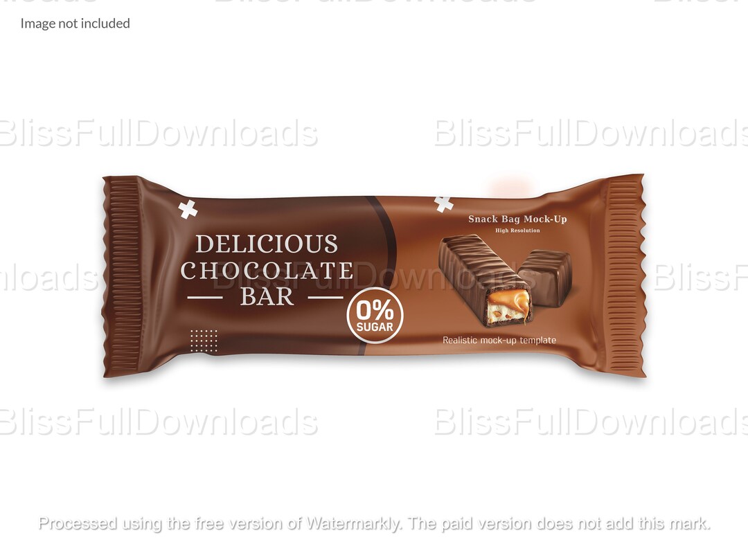Realistic Chocolate Bar Snack Glossy Packaging Mockup, Chocolate Bar ...