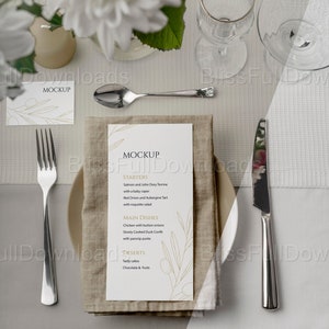 Modern Script Wedding Menu Template, Elegant Dinner Menu Mockup ...