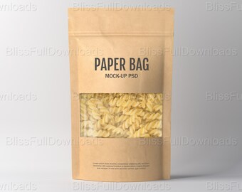 Stand up Pasta Packet Mock Up, Paper Pasta Pouch Mockup, Editable Pasta ...