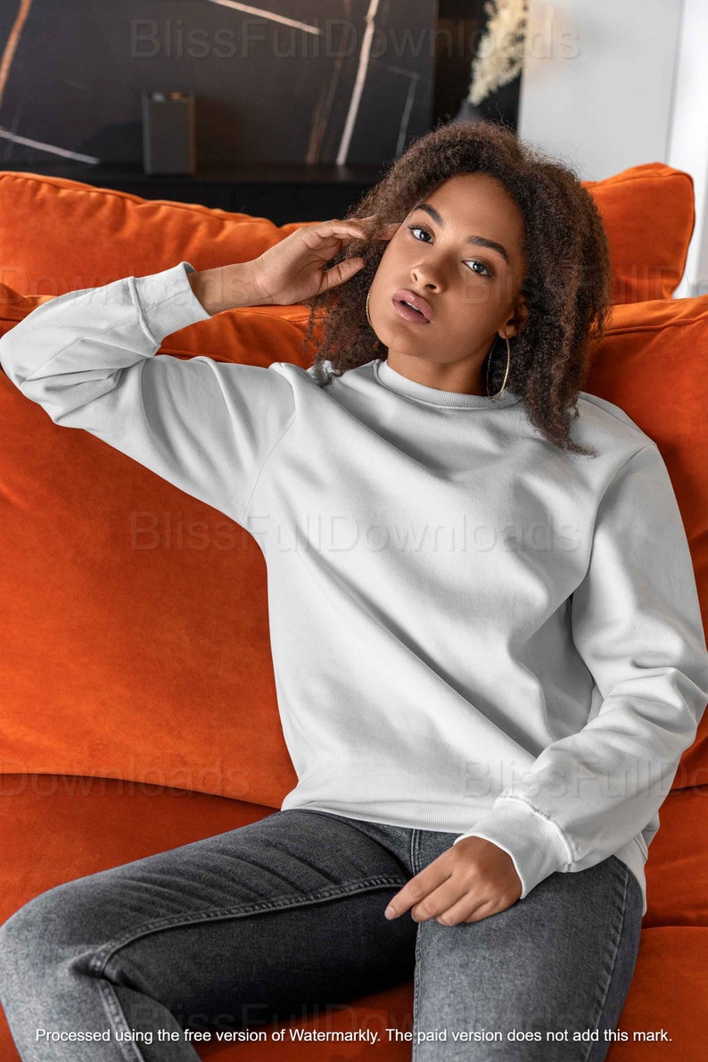 Gildan 18000 Sport Grey Sweatshirt Mockup, Grey Crewneck Mock-up, Model ...