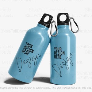 Custom Two Aluminum Water Bottle Logo Mockup - Personalized Branding ...