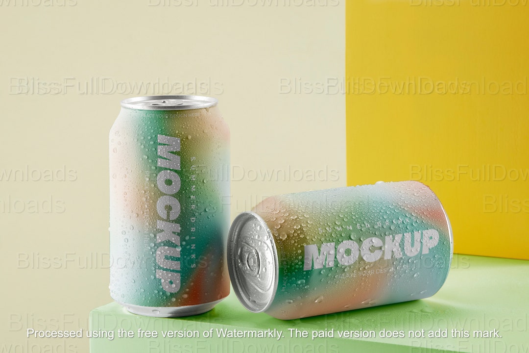 Summer Drink Soda Can Mockup With Refreshing Water Drop - Digital ...