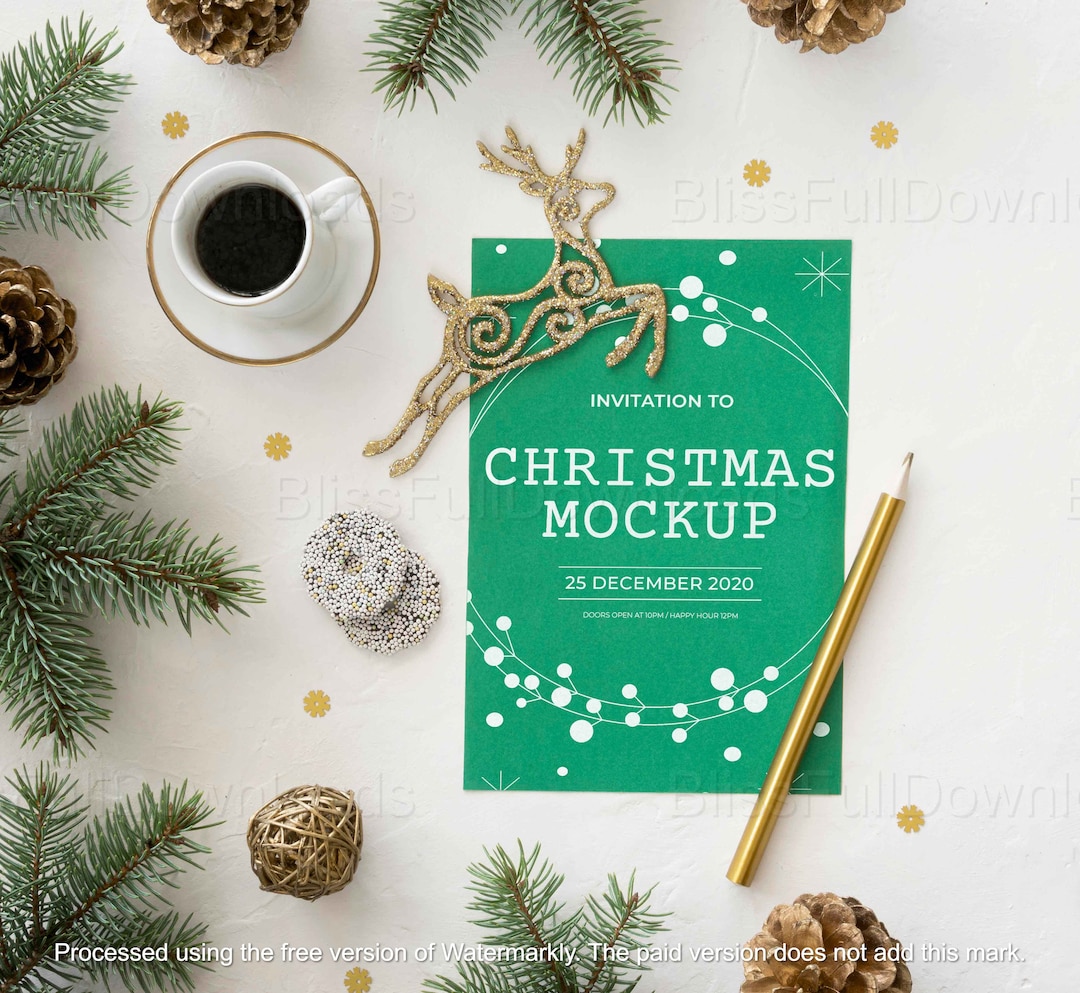 Christmas Greeting Card Mockup, Winter Holidays Greeting Card Mock Up ...
