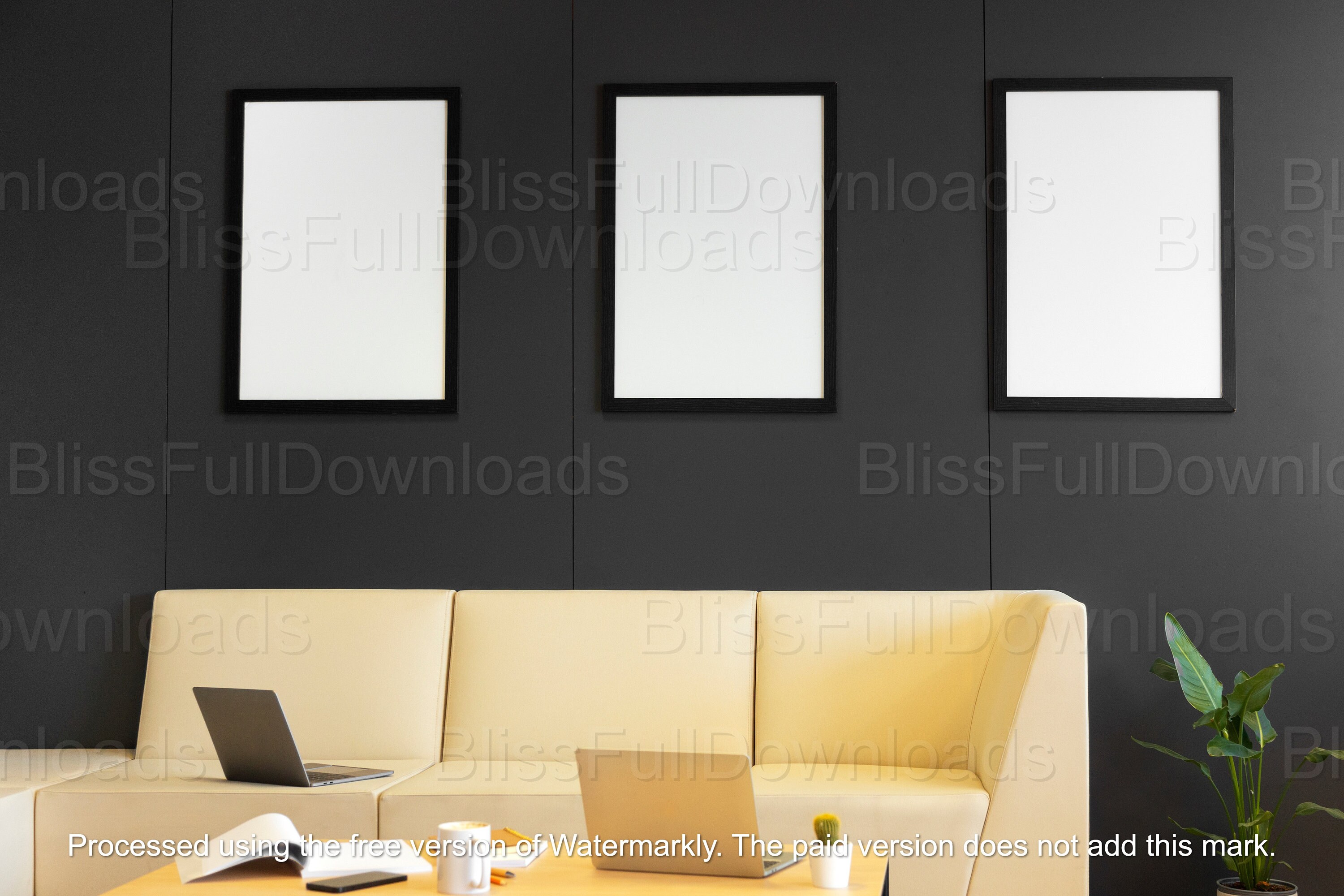 Three Wood Frames PSD Mockup Scene PSD Display for Artworks and Print ...