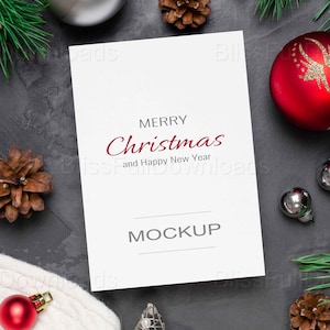 Christmas Greeting Card Mockup, Winter Holidays Greeting Card Mock Up ...
