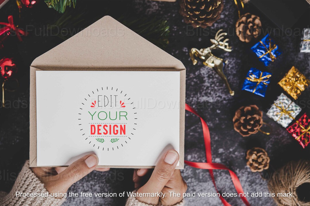 Christmas Greeting Card Mockup, Winter Holidays Greeting Card Mock Up ...