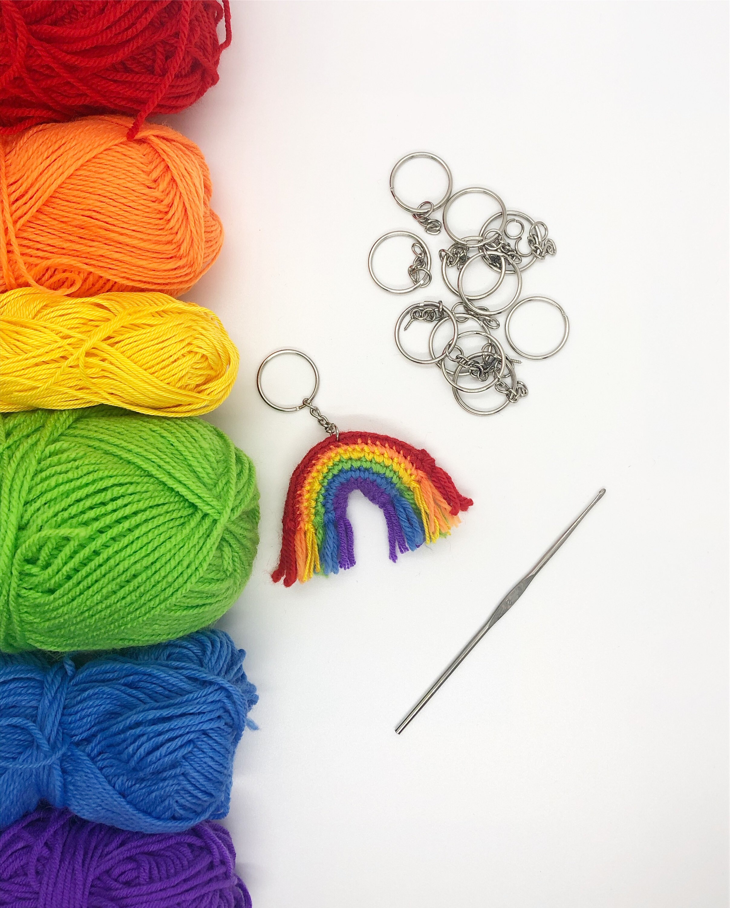 RAINBOW KEY RING Made Entirely by Hand in Crochet - Etsy UK