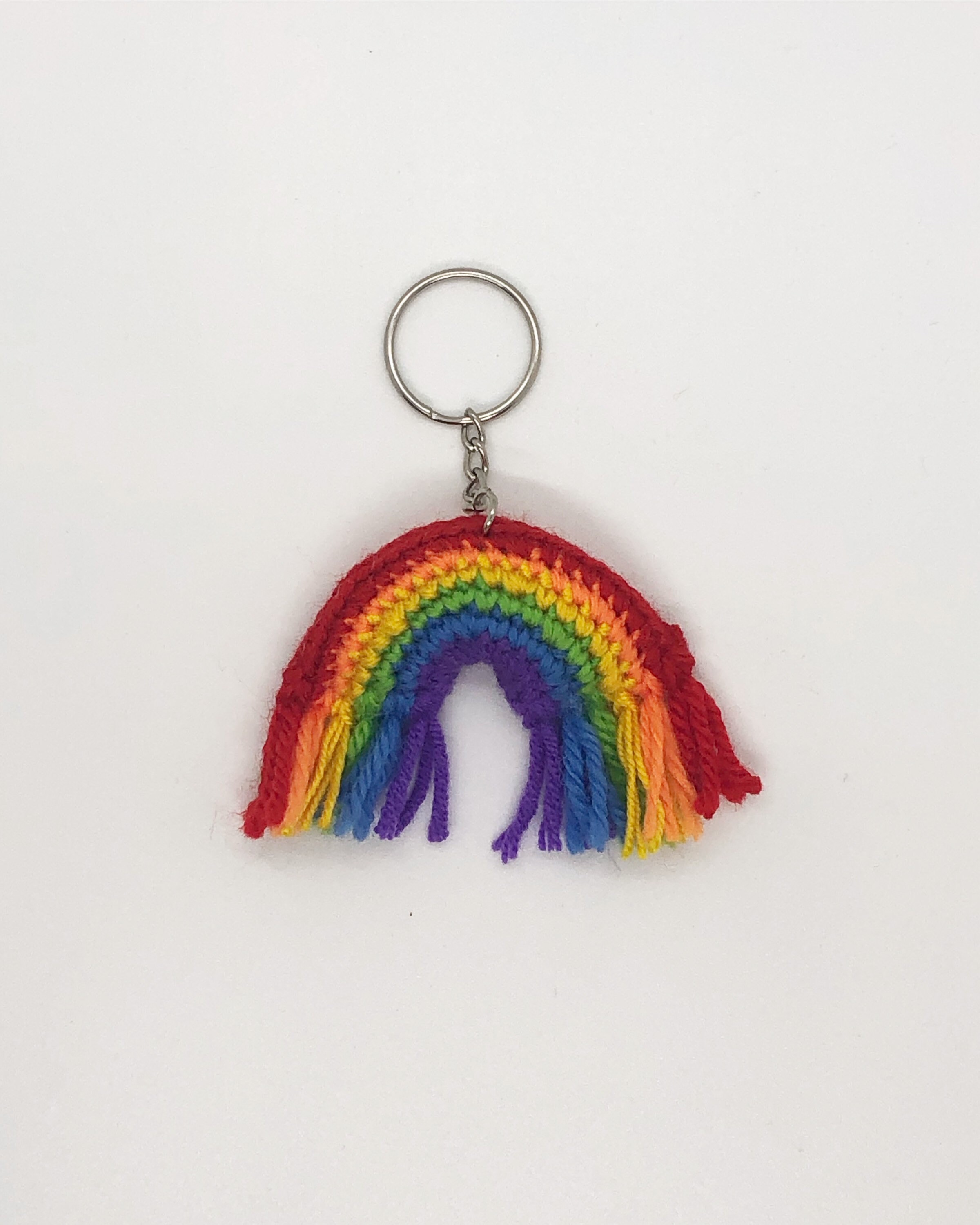 RAINBOW KEY RING Made Entirely by Hand in Crochet - Etsy UK