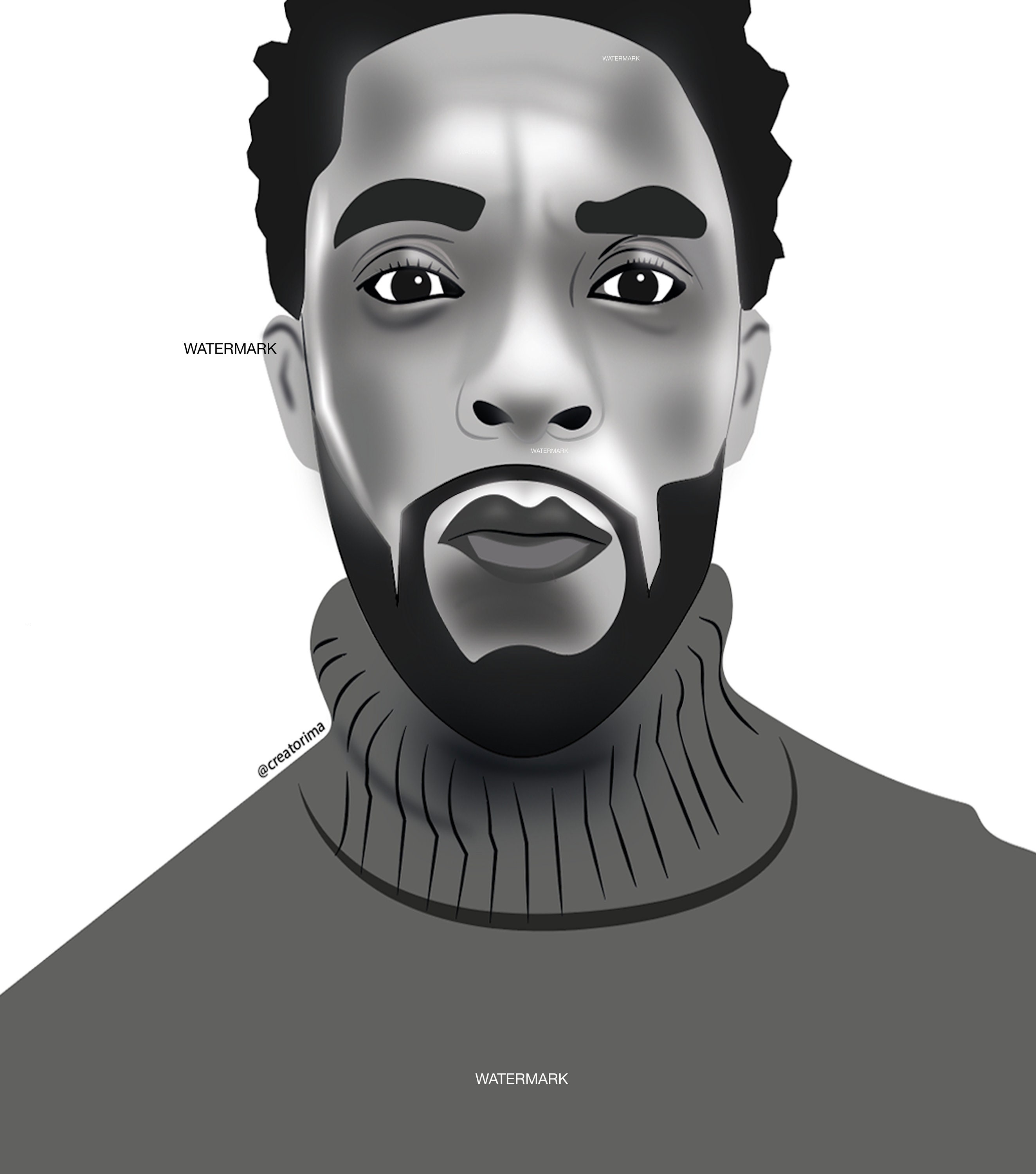 Chadwick Boseman PNG, Digital Downloads in Black & White - Etsy