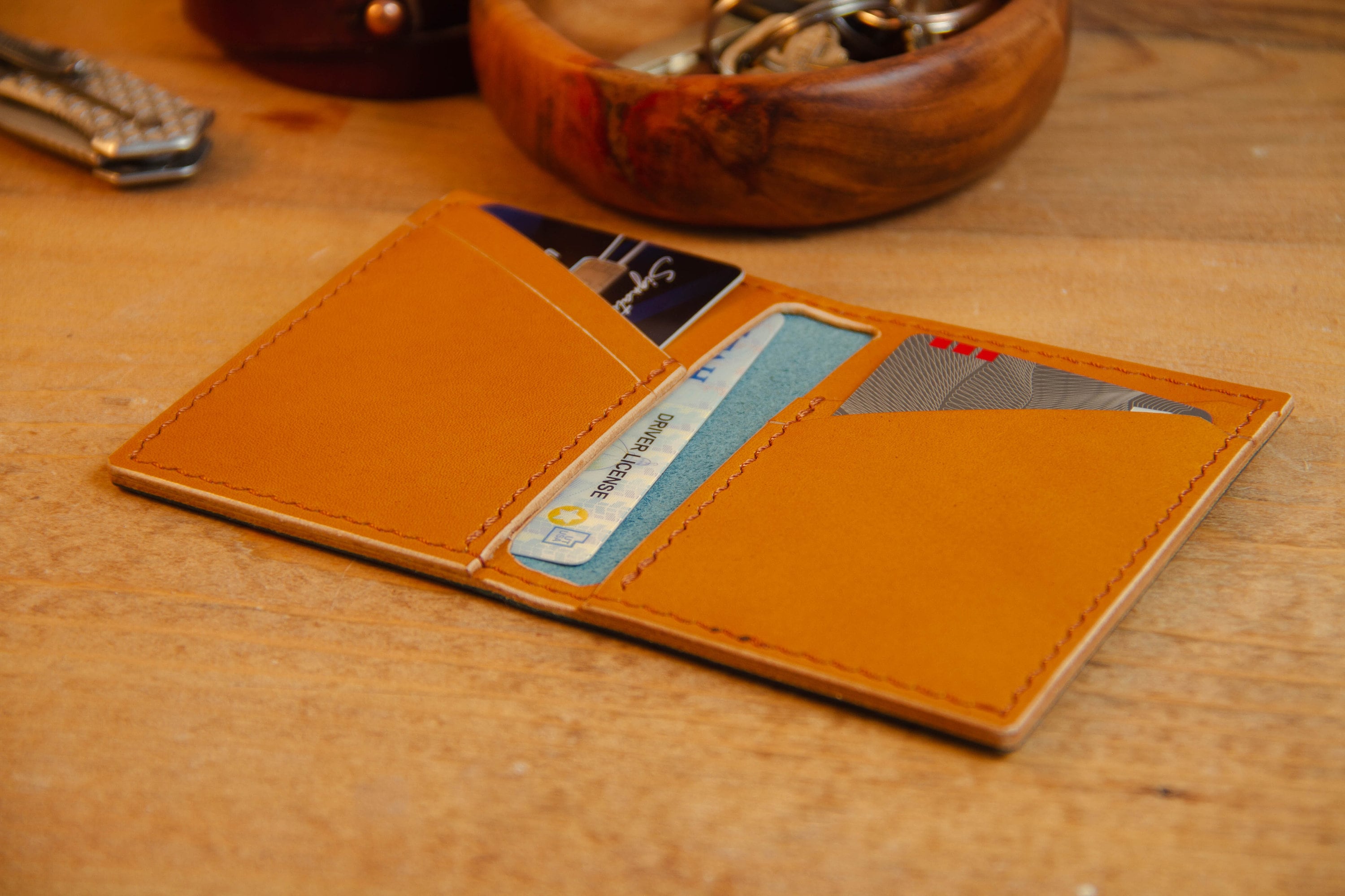 Slim Leather Bifold Wallet Men's Leather Wallet Minimalist Wallet ...