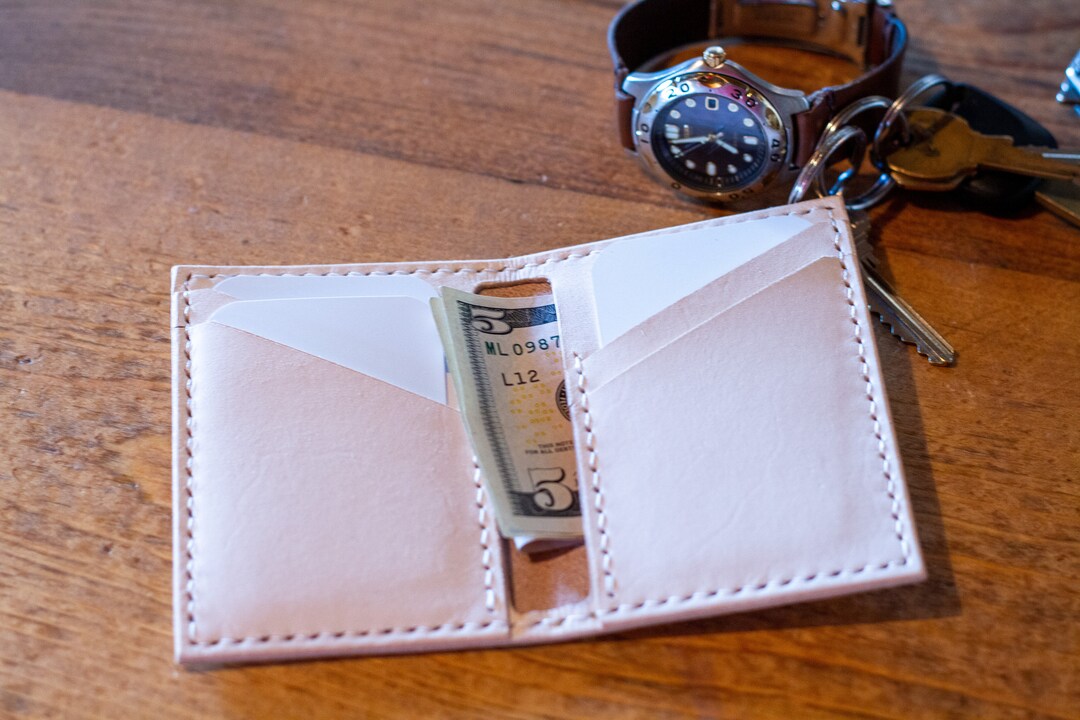 Handmade Natural Leather Bifold Wallet: Slim Minimalist Design - Etsy