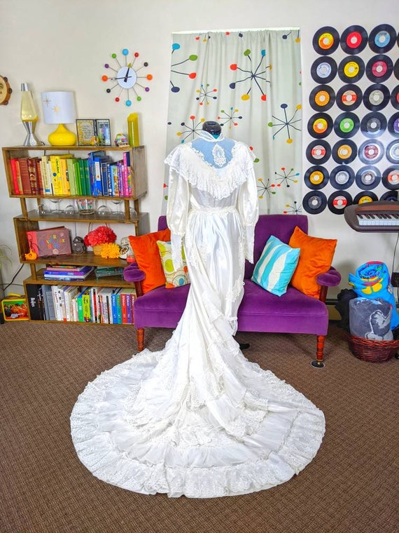 Vintage Wedding Dress with Chapel Length Train, 1970s… - Gem