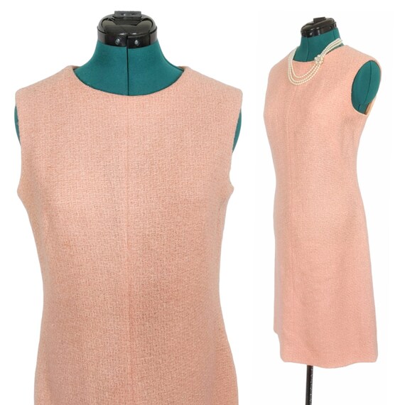 Early 1960s Tweed Dress Rose Light Pink Wool Vintage … - Gem