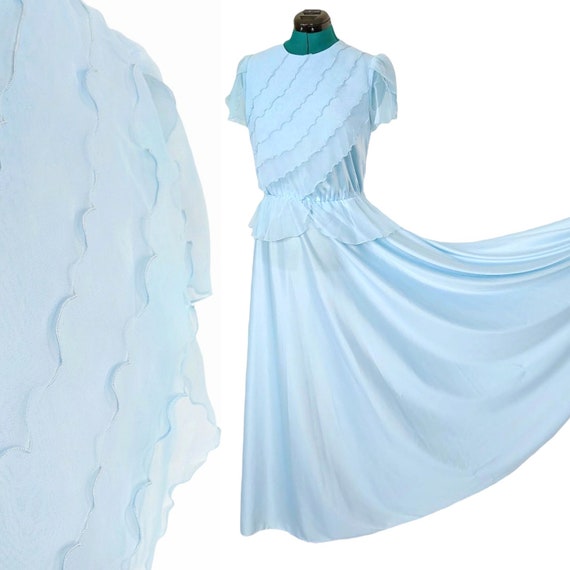 1980s Cinderella Dress Peplum 34" Bust Vintage Small … - Gem