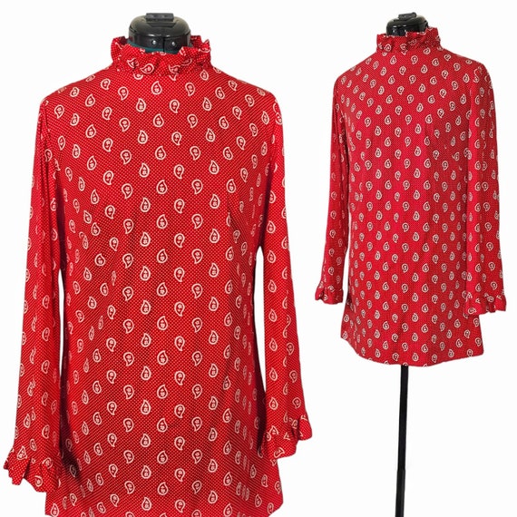 1960s Micro Mini Dress 60s Vintage Mod Shift Red Whit… - Gem