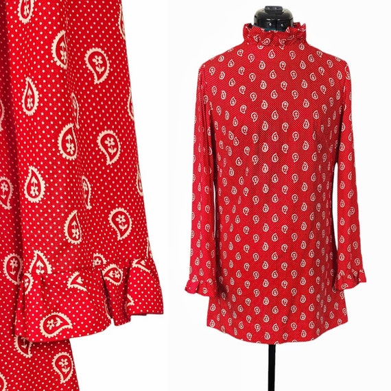 1960s Micro Mini Dress 60s Vintage Mod Shift Red Whit… - Gem