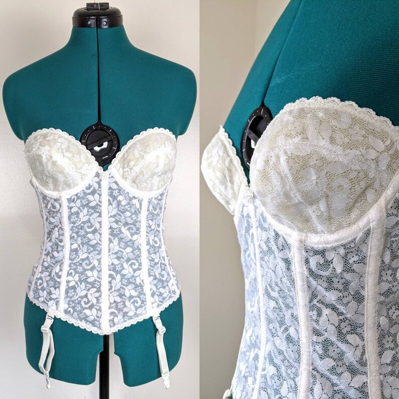 Vintage Bra Sexy Longline 1960s Bullet Bra Garters Corset Lace Etsy