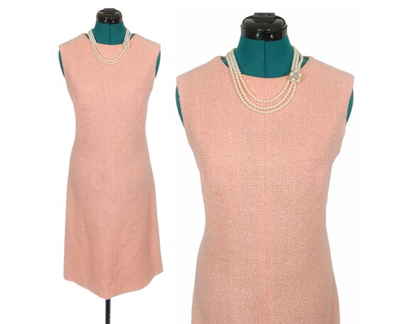 Early 1960s Tweed Dress Rose Light Pink Wool Vintage … - Gem