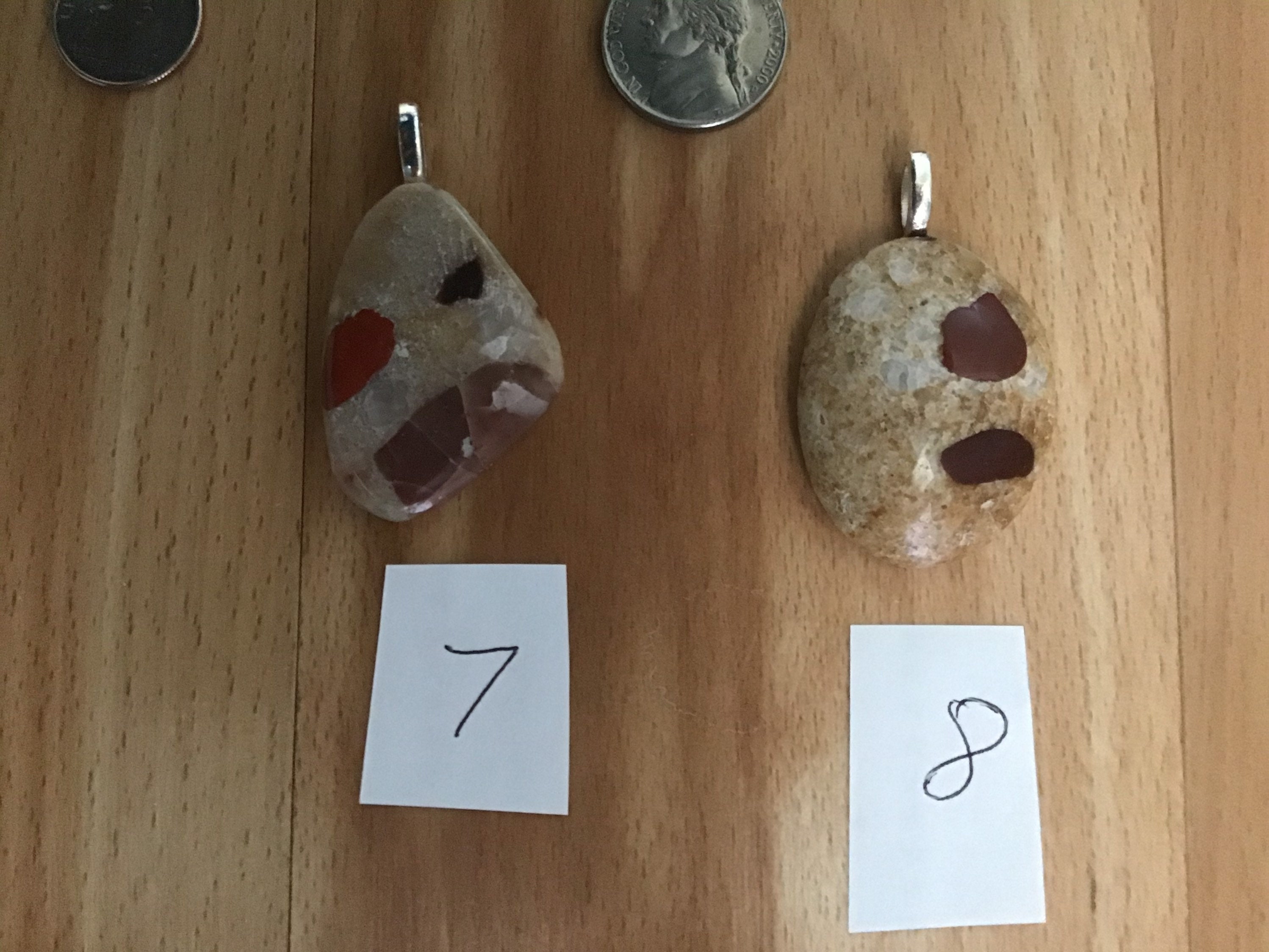 Puddingstone Pendant necklace gold colored box and chain | Etsy