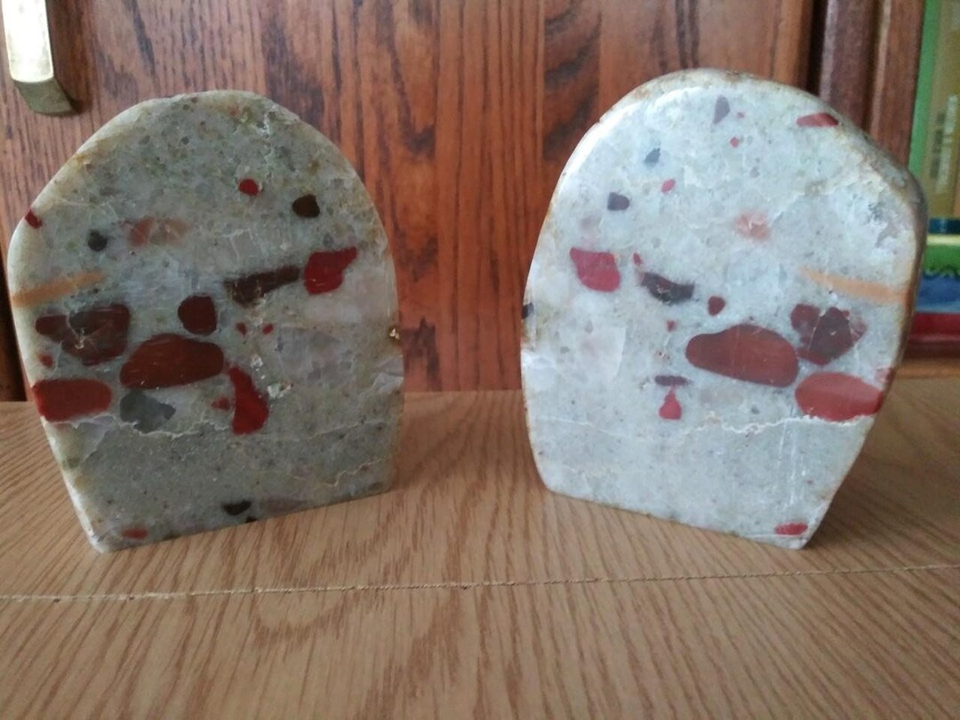Puddingstone Pudding Stone Large, Bookends All Polished - Etsy