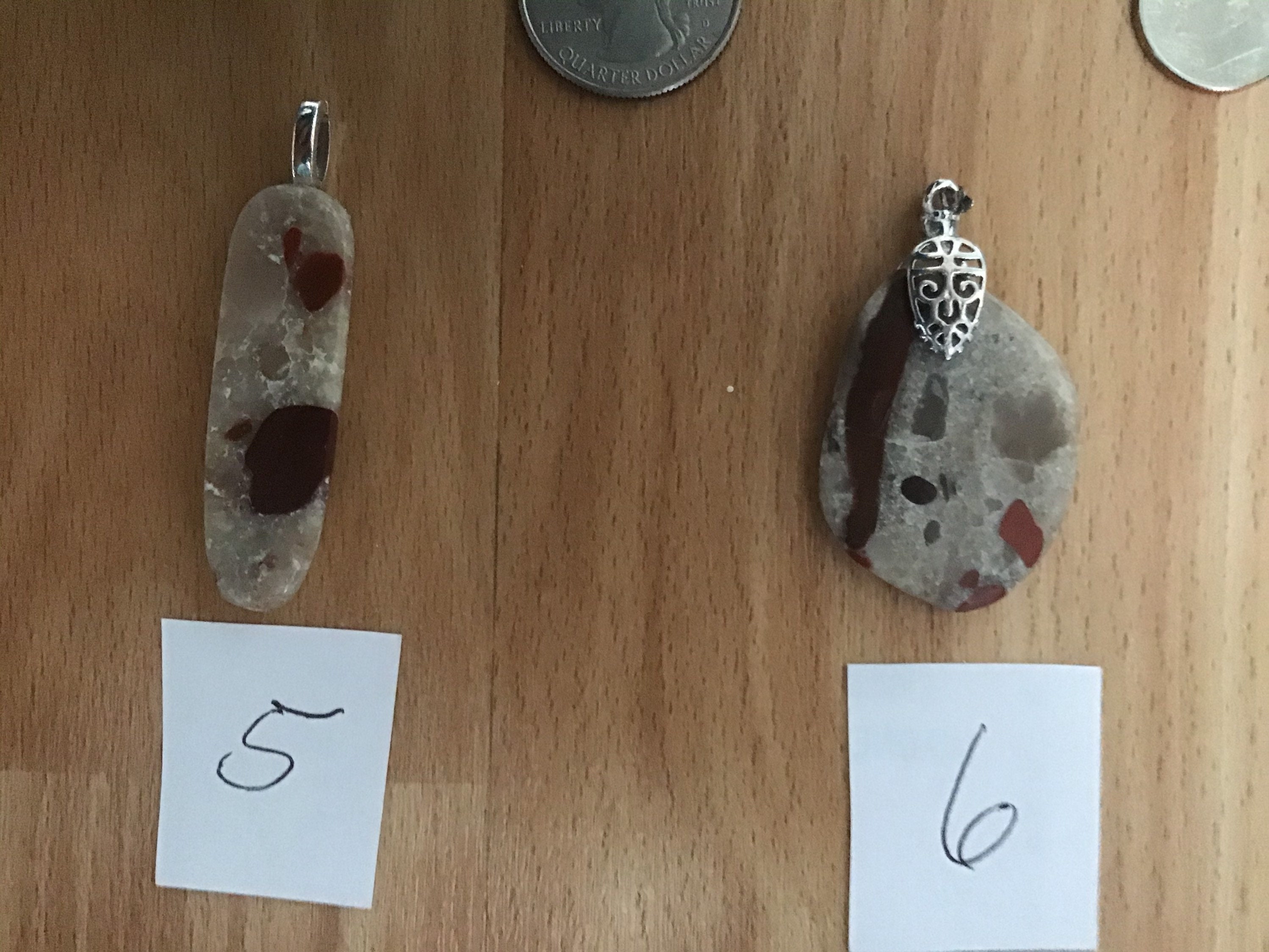 Puddingstone Pendant necklace gold colored box and chain | Etsy