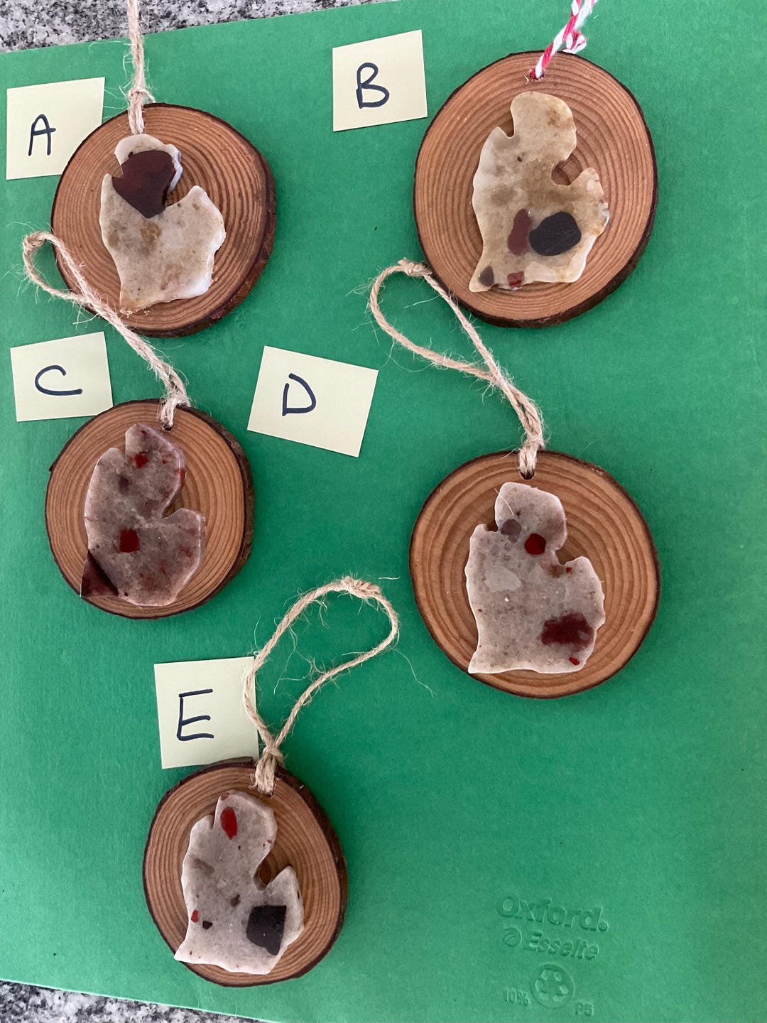 Pudding Stone Cut Outs on Wood Slices . Michigan or Bear or Heart ...