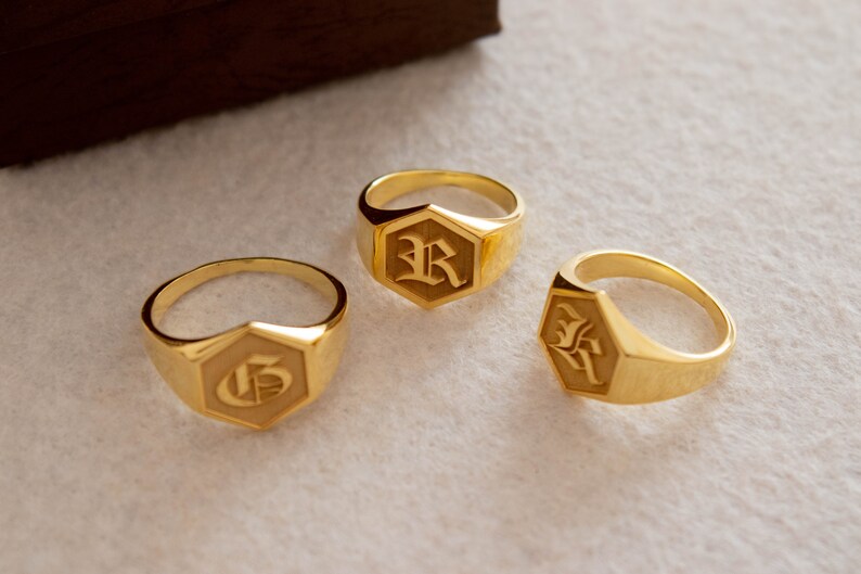 Solid Gold Custom Signet Ring Personalized Gold Ring - Etsy