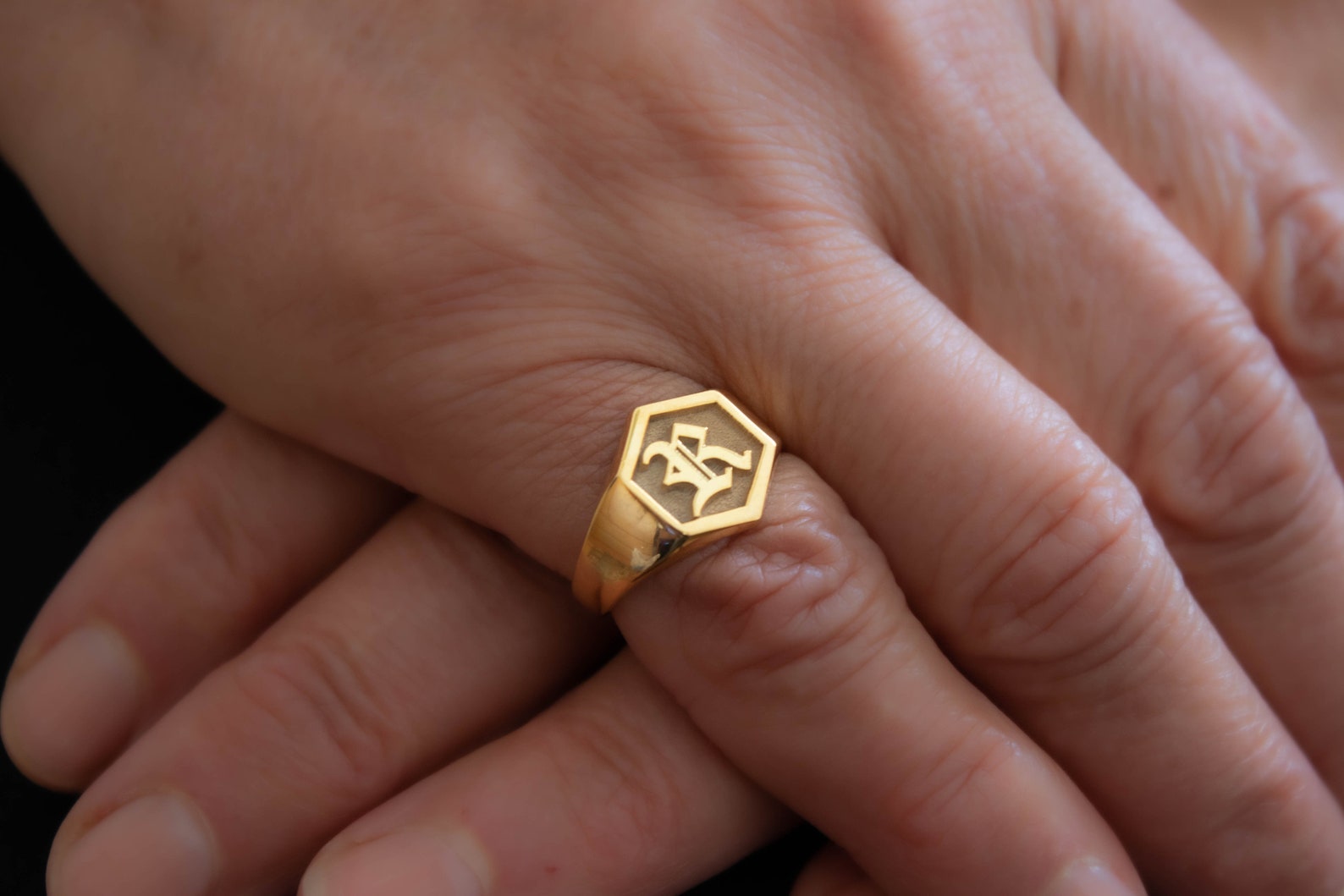 Personalized Silver Ring Old English Silver Ring Letter | Etsy