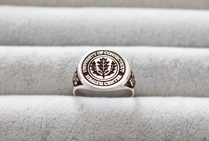 Custom Signet Ring University Logo Ring Silver Graduation - Etsy
