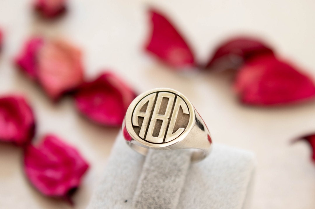Monogram Silver Ring, Silver Engraved Ring, Personalized Jewelry ...