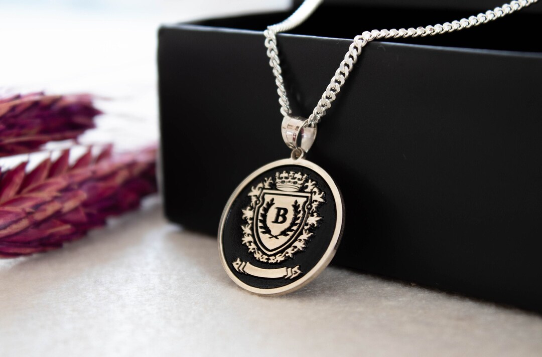 Family Crest Necklace, Custom Made Coat of Arm Pendant, Heraldry ...