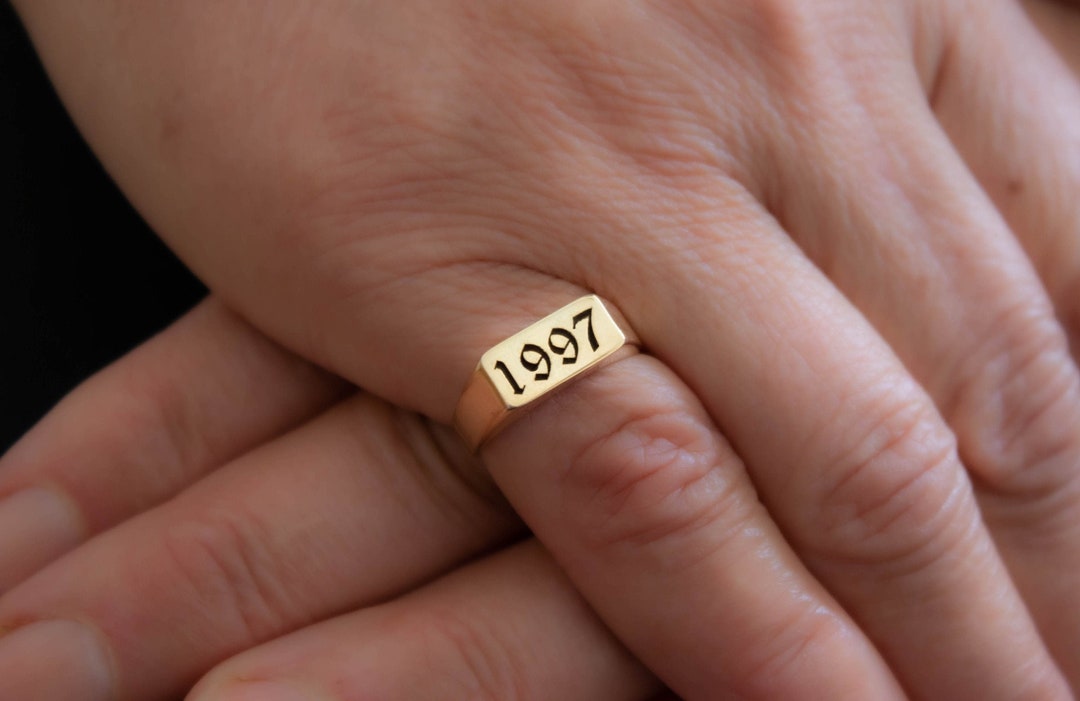 Old English Silver Ring, Personalized Jewelry, Initials Ring, Gothic ...