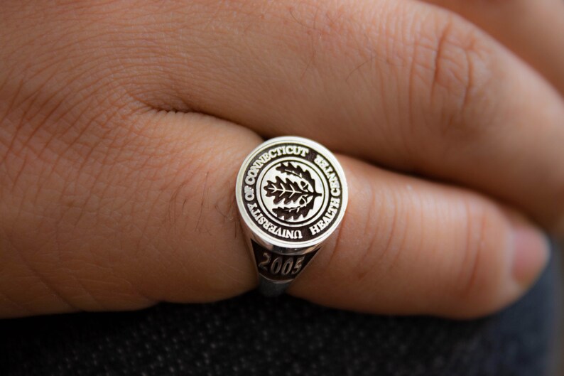 Custom Signet Ring University Logo Ring Silver Graduation - Etsy