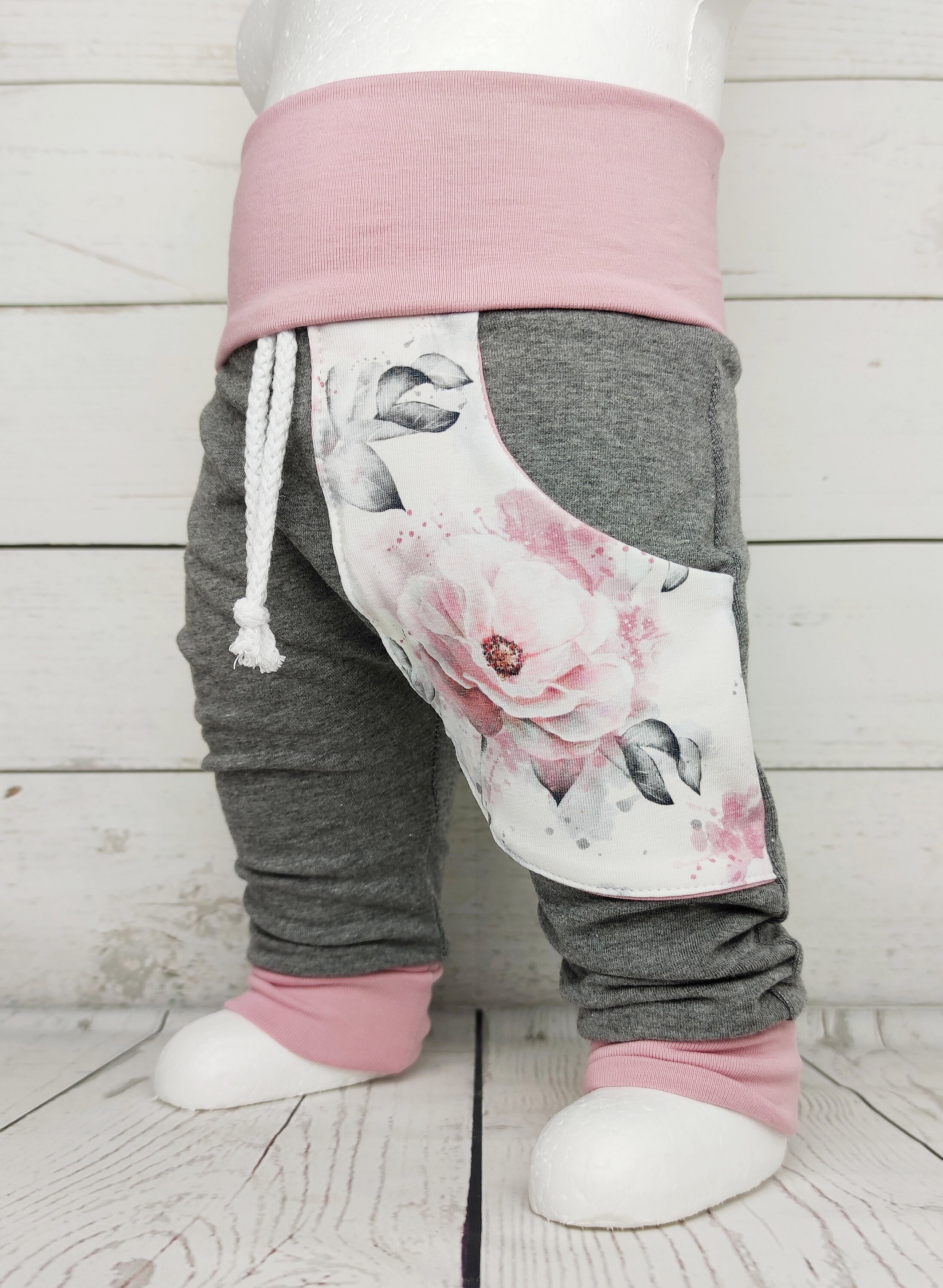 Baby Set Rosen grau altrosa Pumphose Mütze Halstuch Gr. 50-104 Geschenkset Puschel-Design® - Etsy.de