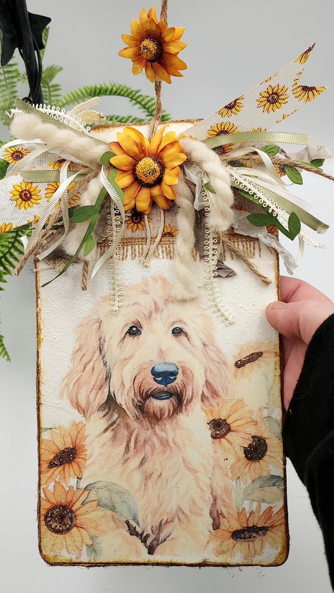 Goldendoodle Dog Wood Hanging. Handcrafted Wall or Easel, Pot Rack ...