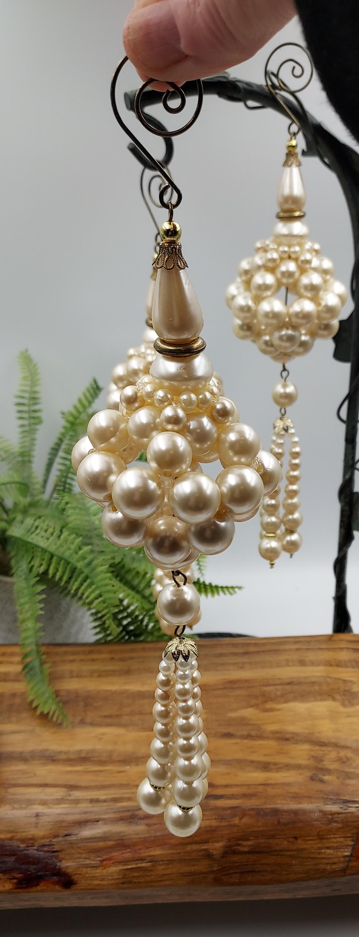 SALE Vintage Victorian Pearl Dangling Christmas Ornaments. Gorgeous ...