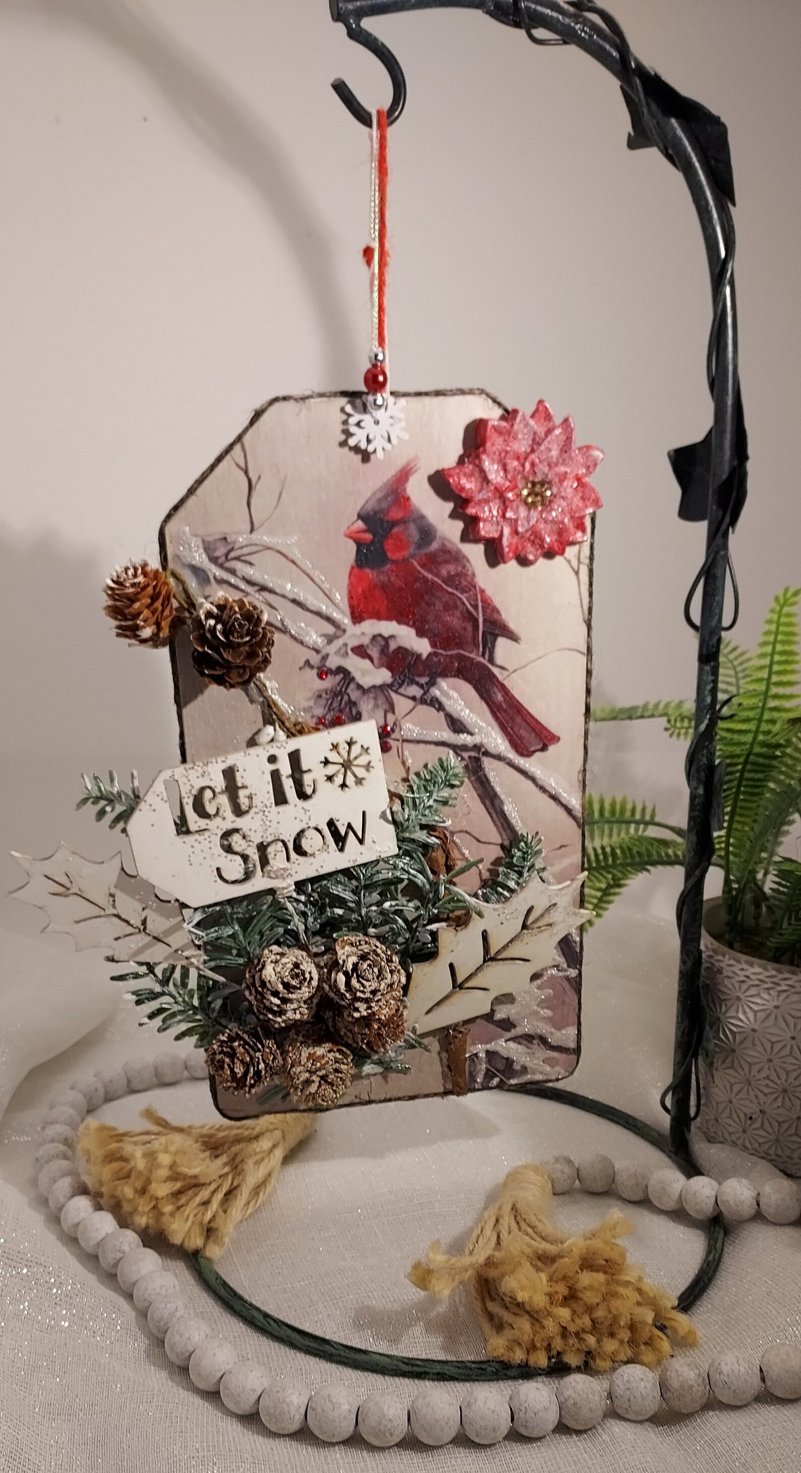 Handcrafted Cardinal Bird Wood Decor. Vignette Wall or Easel Display ...