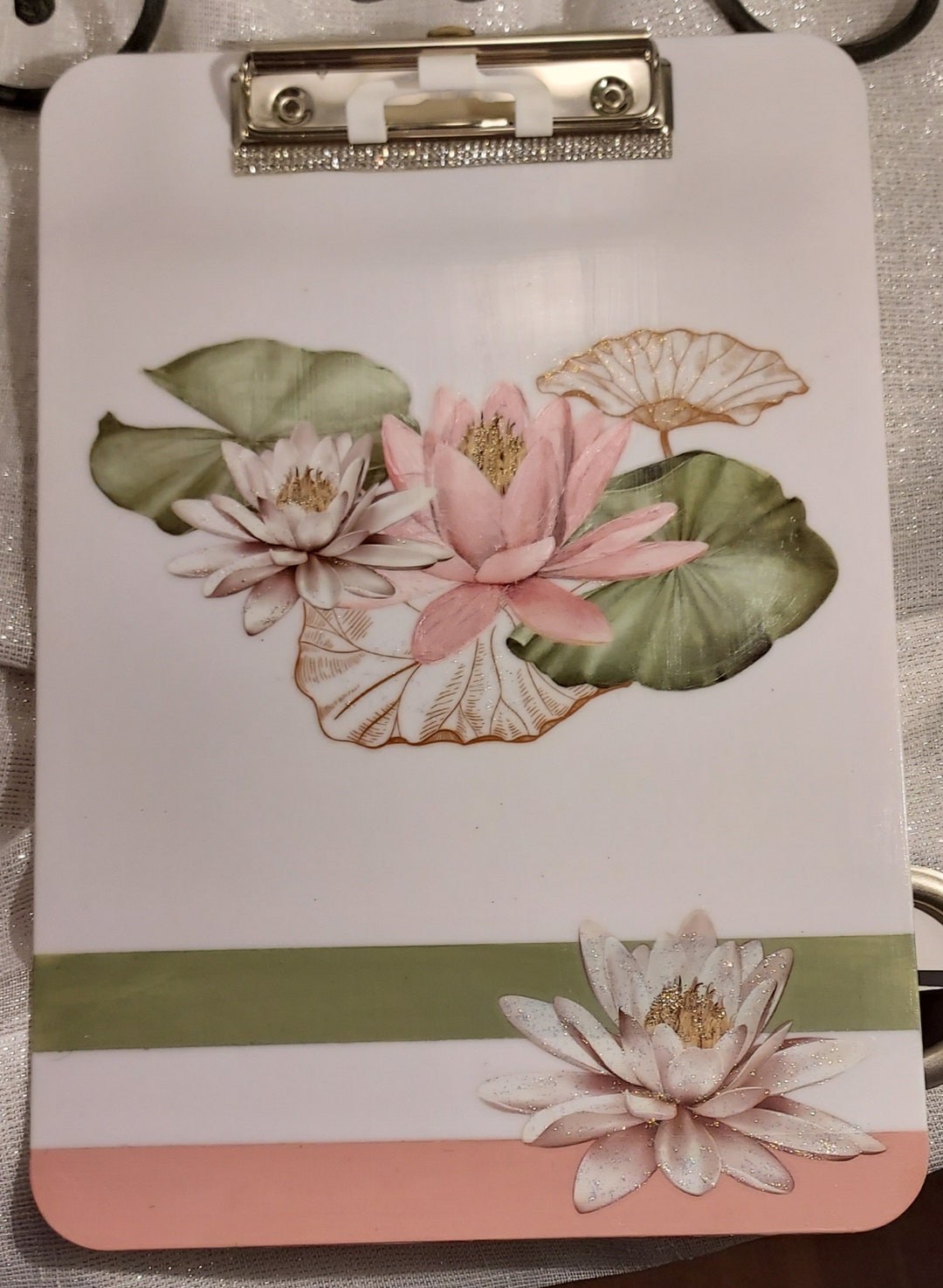 Lily Pad - Pond Flowers Clipboard. Handcrafted Lilypad in Pastel Pearl ...