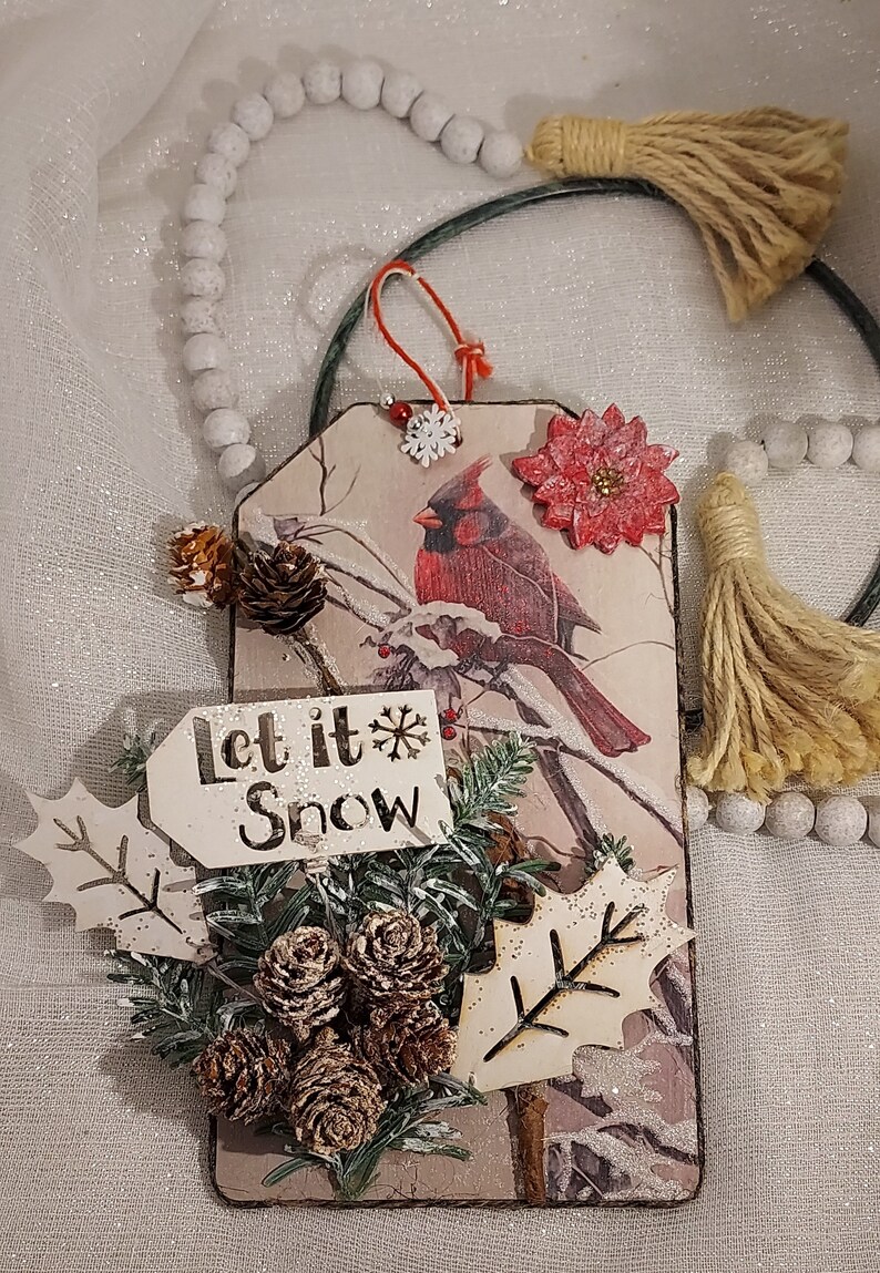 Handcrafted Cardinal Bird Wood Decor. Vignette Wall or Easel Display ...