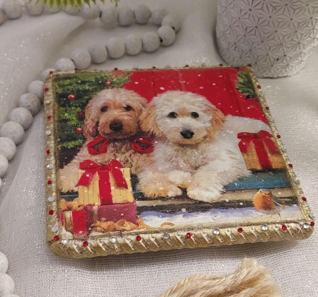 Goldendoodle Riser Decor With Rhinestones - Handmade Resin With Pretty ...