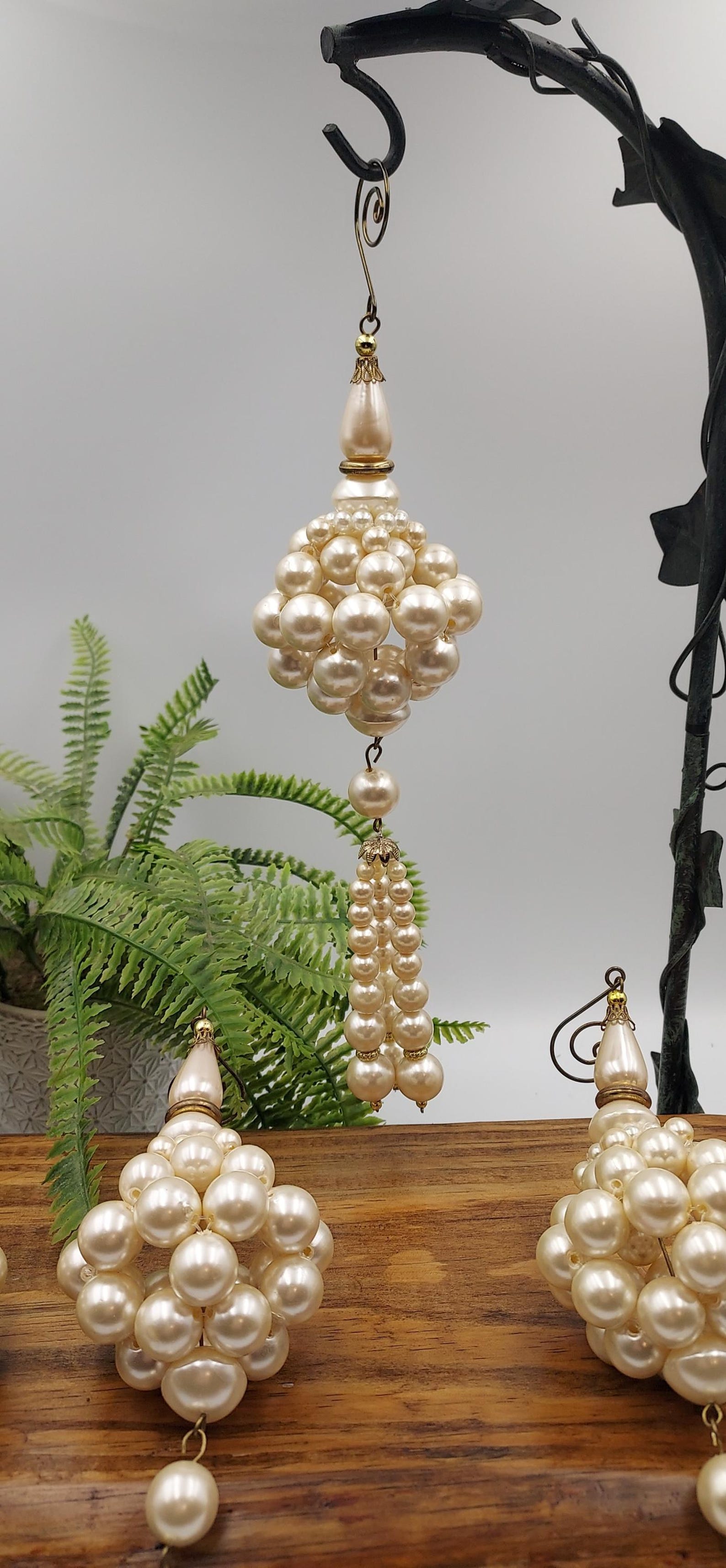 SALE Vintage Victorian Pearl Dangling Christmas Ornaments. Gorgeous ...