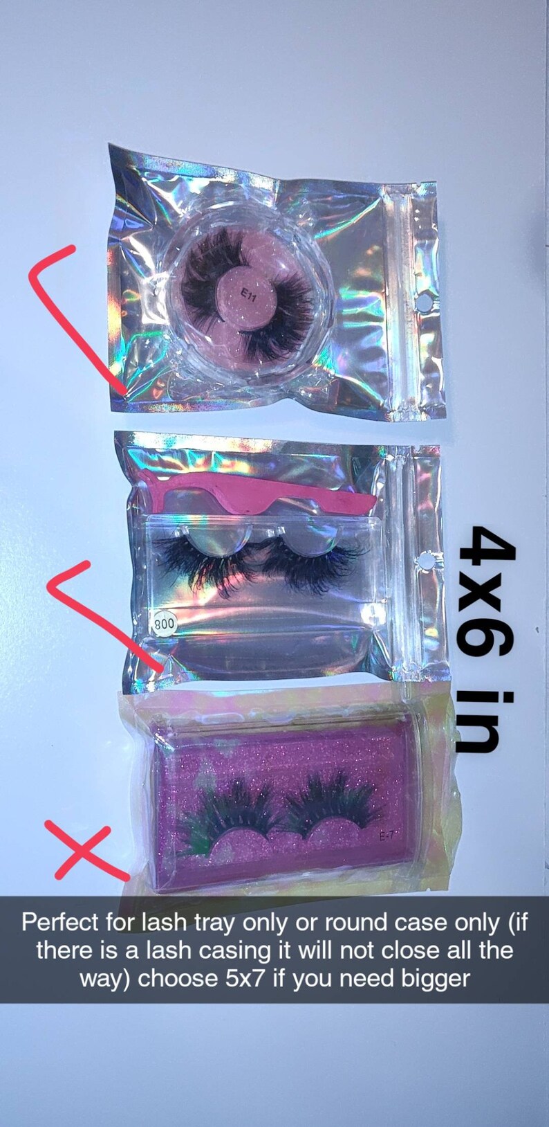 4x6 SMALL Eyelash Bags Wholesale Holographic or Pink Ziploc - Etsy