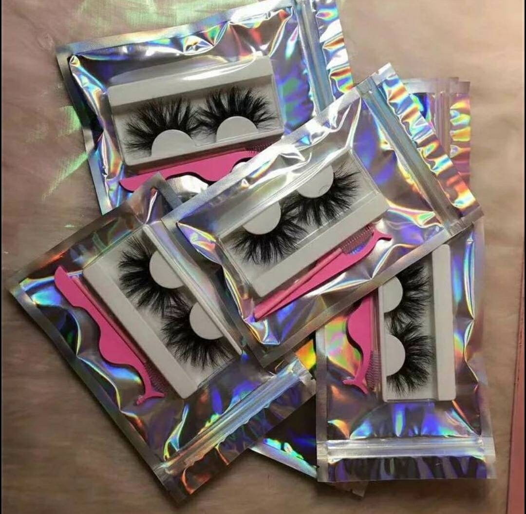 5x7 MEDIUM Eyelash Bags Wholesale Holographic or Pink Ziploc Bags pay ...
