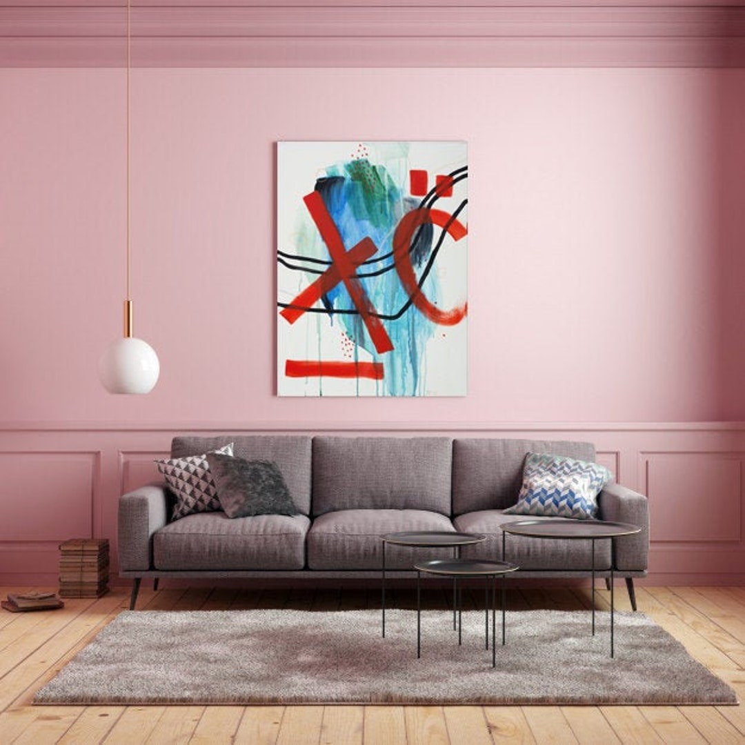 Bright Color Modern Abstract Wall Art Decor Large Colorful Original ...