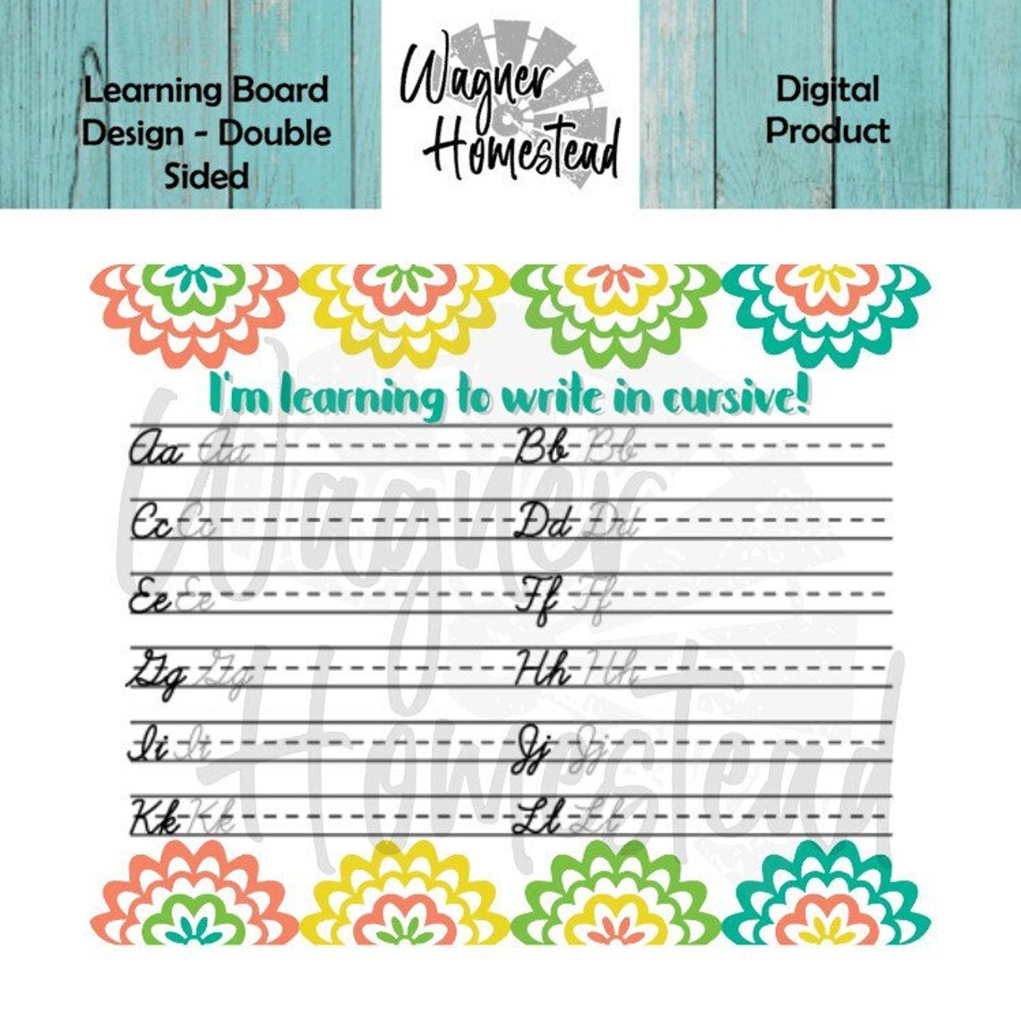 Writing in Cursive Learning Board Tracing Board: Sublimation | Etsy